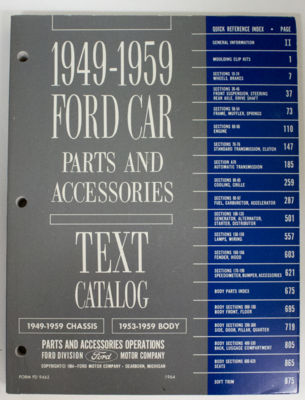 Detail: Ford Parts » 1949-1959 Ford Car Parts And Accessories Text Catalog